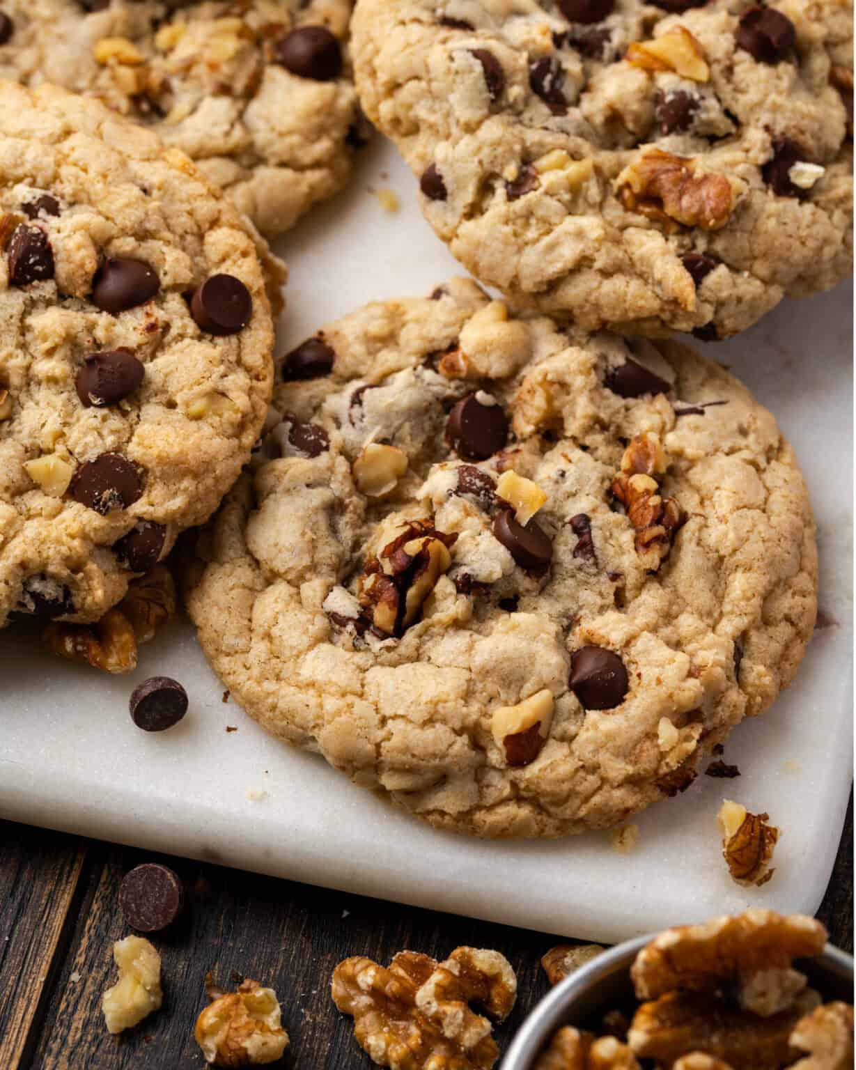 Soft & Chewy Walnut Chocolate Chip Cookies (GF) - Well Fed Baker