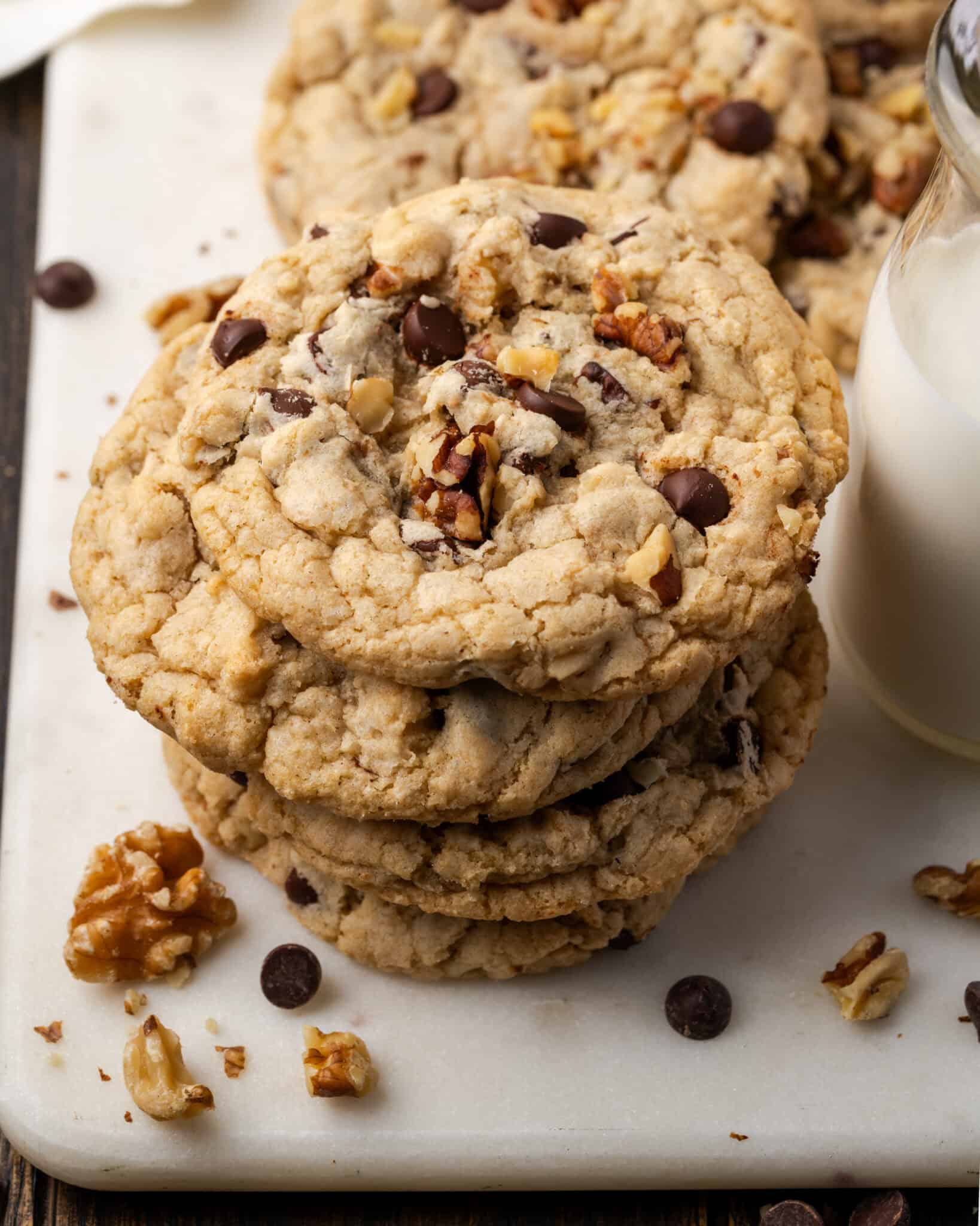 Soft & Chewy Walnut Chocolate Chip Cookies (GF) - Well Fed Baker