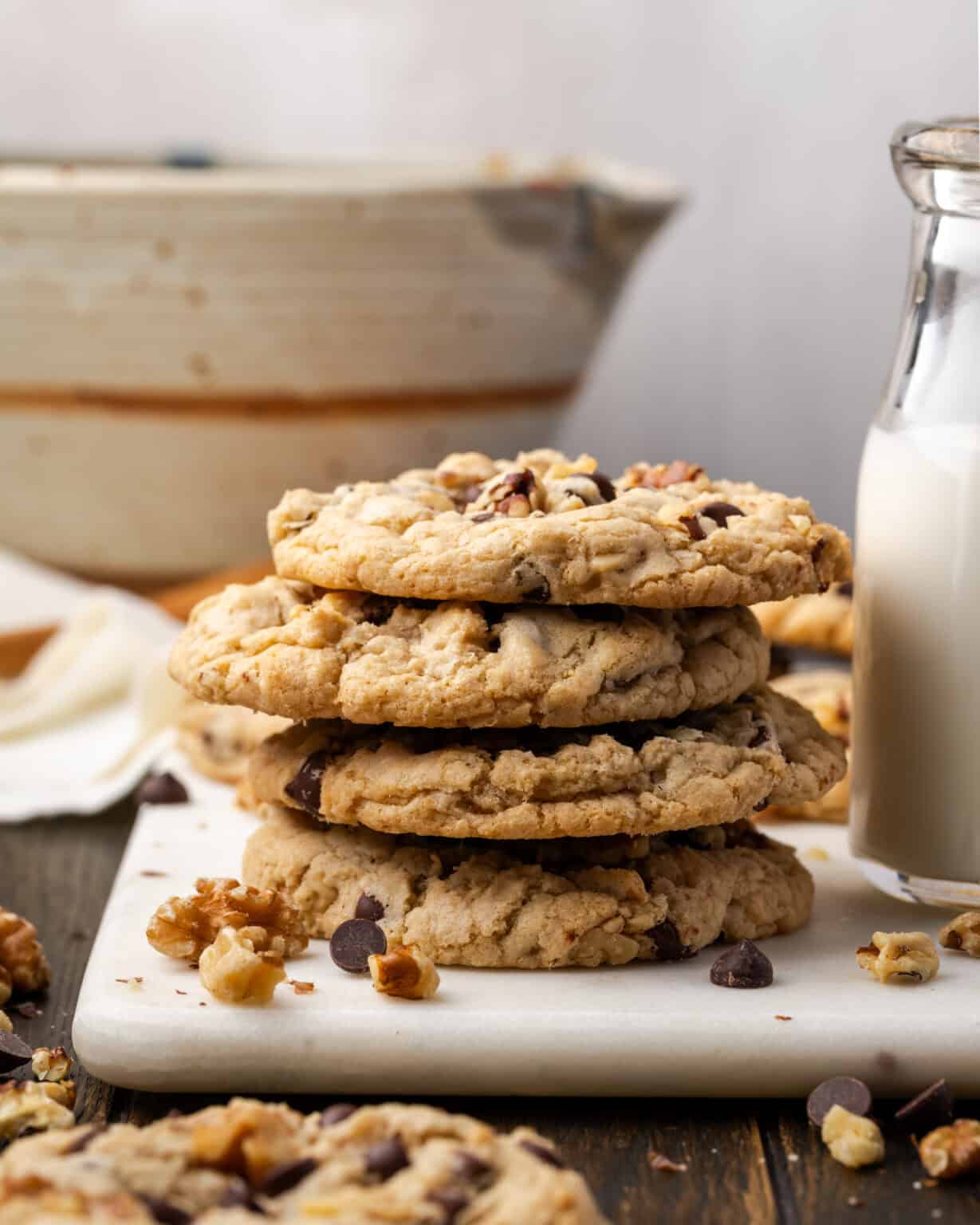 Soft & Chewy Walnut Chocolate Chip Cookies (GF) - Well Fed Baker