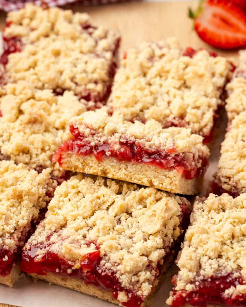Easy Strawberry Crumble Bars (Gluten Free) - Well Fed Baker